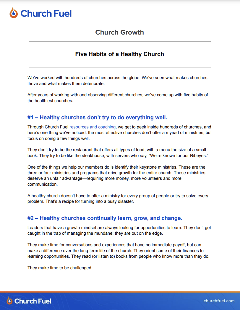 Five Habits of a Healthy Church - Church Fuel